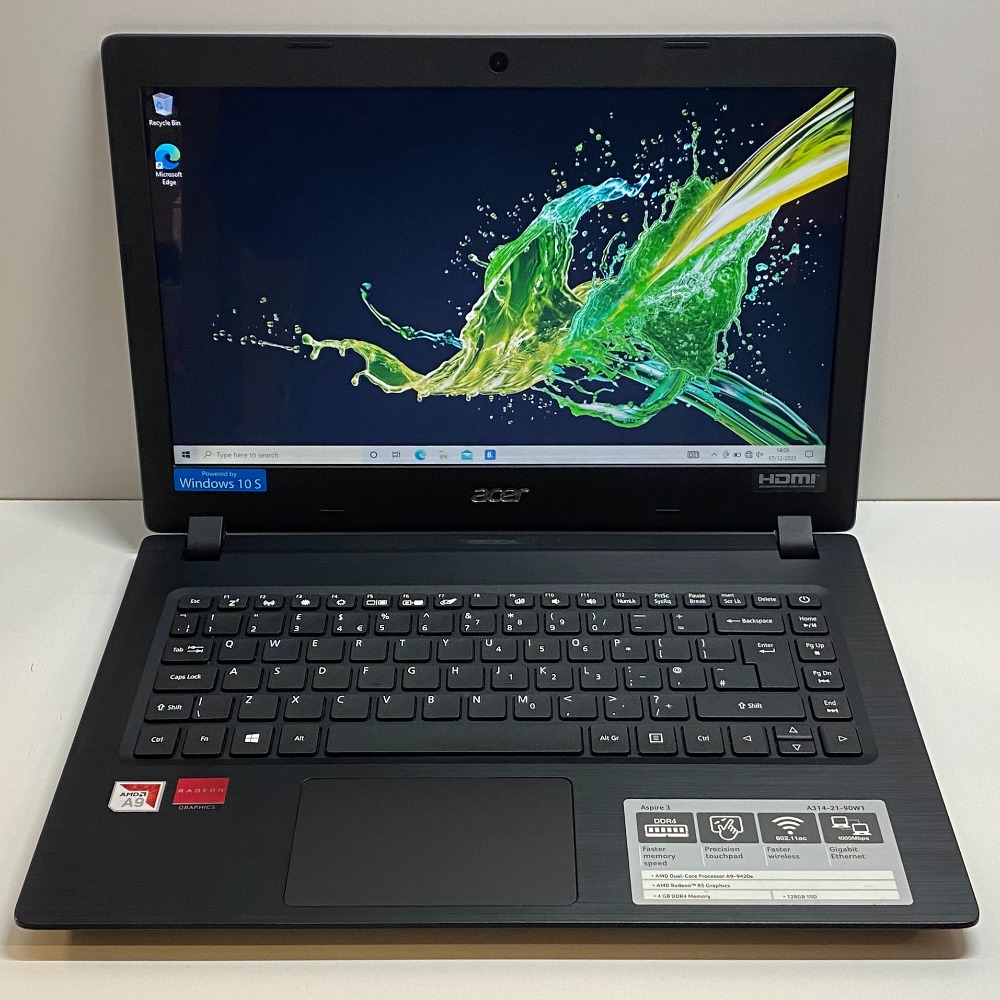 Pre-owned Acer Aspire 3 A314-21-90W1 14" Windows 10 128GB SSD AMD A9 in ...